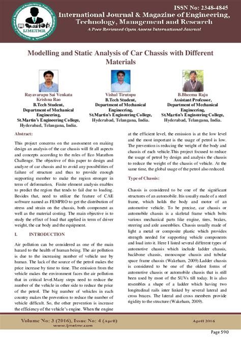 Pdf Design And Analysis Of Chassis Of E Car Amit Singh