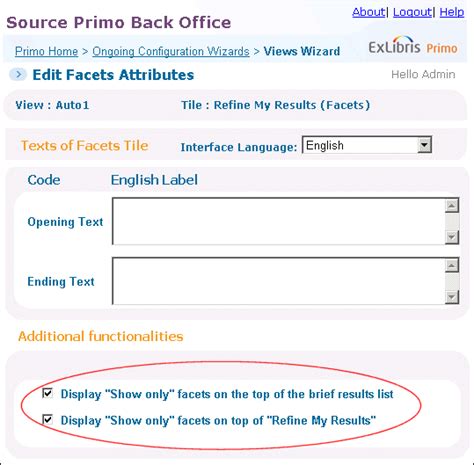 Configuring Top Level Facets Ex Libris Knowledge Center