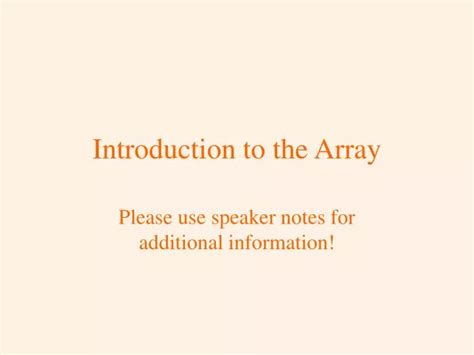 Ppt Introduction To The Array Powerpoint Presentation Free Download