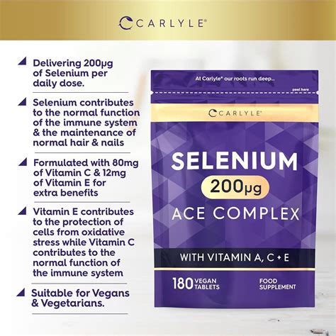 Selenium Ace 200mcg With Vitamin A C And E 180 Vegan Tablets High