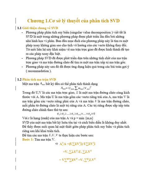 Bài Tập Lớn đại Số Tuyến Tính Phân Tích Svd Pdf