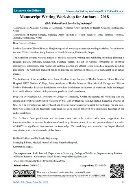 Pdf Manuscript Writing Workshop For Authors 2018