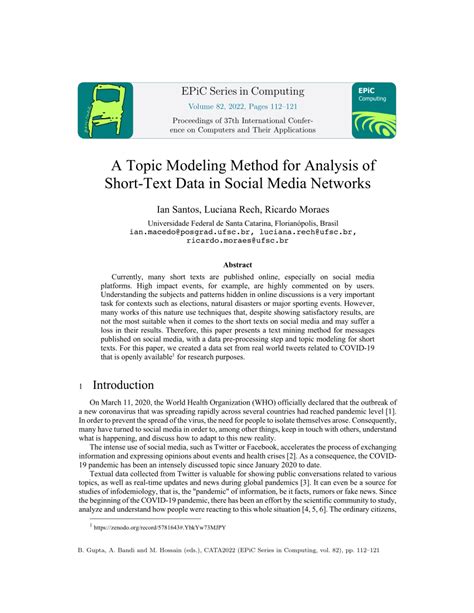 Pdf A Topic Modeling Method For Analysis Of Short Text Data In Social