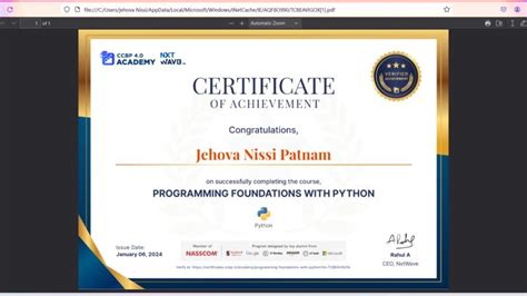 jehova nissi patnam on linkedin programming python academy ccbp