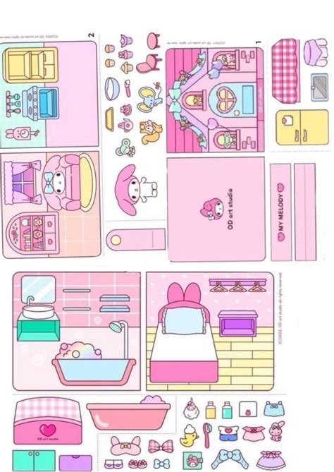Mymelody Paperdoll House Quiet Book 마이멜로디 종이인형 집 만들기 스퀴시북 종이 인형 집 헬로키티 공룡 만들기