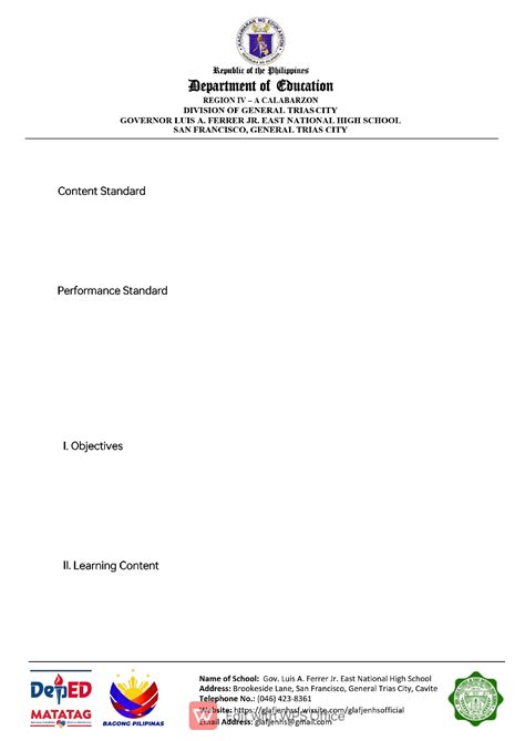 Lesson Quarter 3 Lesson 3 Lesson Plan In English 7 The Learners Demonstrate Their Word