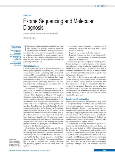 Pdf Exome Sequencing And Molecular Diagnosis—does It Help Patients And Their Families