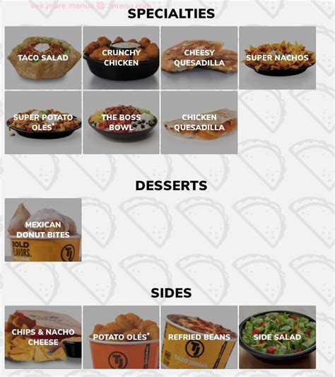 Online Menu Of Taco Johns Restaurant Princeton Kentucky 42445 Zmenu