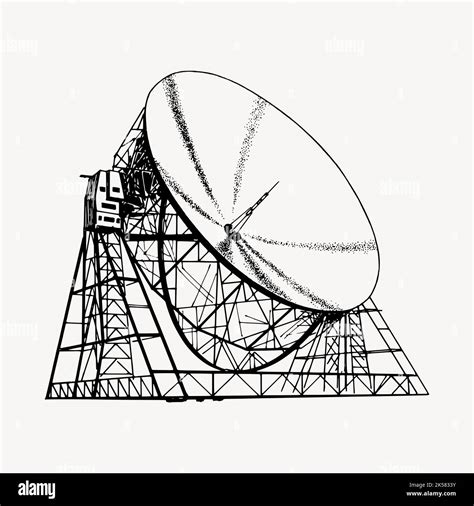 Radio Telescope Drawing Hand Drawn Illustration Vector Stock Vector