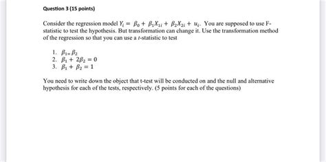 Solved Question Points Consider The Regression Model Chegg