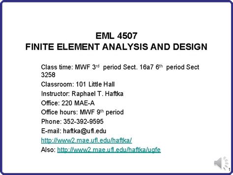 Eml 4507 Finite Element Analysis And Design Class