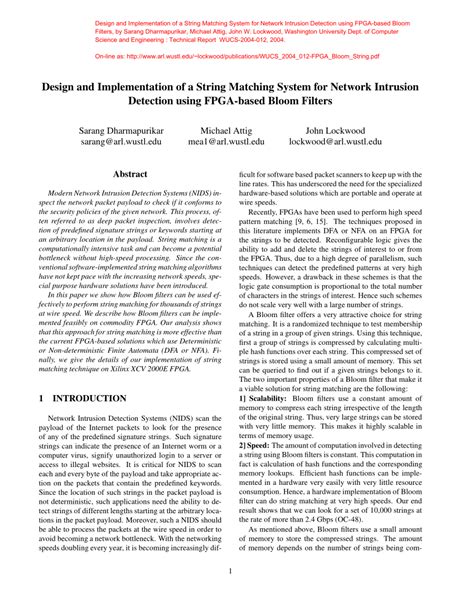 Pdf Design And Implementation Of A String Matching System For Network