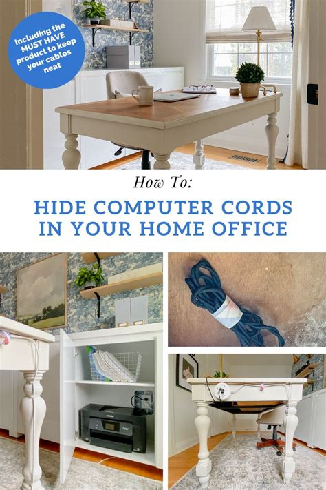 Rambling Renovators How To Hide Computer Cords In A Home Office Living Room Office Combo