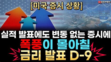 힐링여행자 미국 주식 브리핑실적 발표에도 변동 없는 증시에 폭풍이 몰아칠 금리 발표 D 9 이번주 발표할 Gdp 와 개인