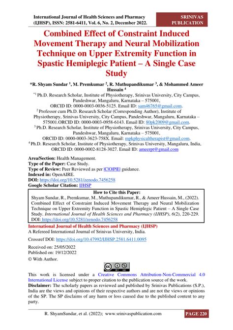 Pdf Combined Effect Of Constraint Induced Movement Therapy And Neural