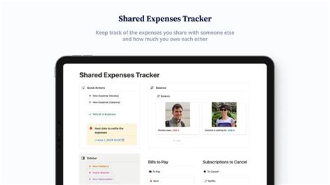 notion shared expenses tracker finance template