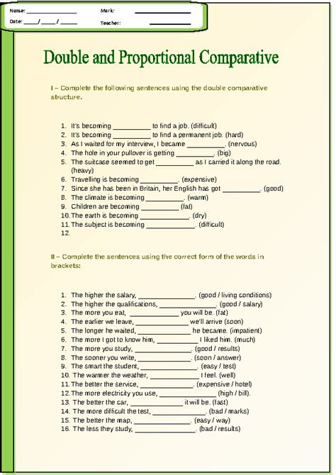 Double Comparative Exercises Nâng Cao Kỹ Năng Ngữ Pháp Tiếng Anh Double Comparative Exercises Nâng Cao Kỹ Năng Ngữ Pháp Tiếng Anh