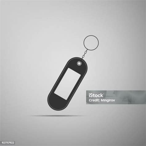 열쇠 고리 아이콘 회색 배경에 고립입니다 키 체인 반지와 빈 사각형 키체인 평면 디자인입니다 벡터 일러스트 레이 션 0명에 대한 스톡 벡터 아트 및 기타 이미지 Istock