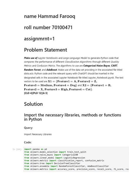 Jupyter Notebook Assignment Pdf