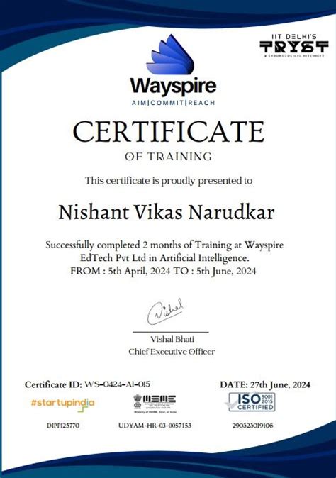 Nishant Narudkar On Linkedin Mlintern Wayspire Machinelearning