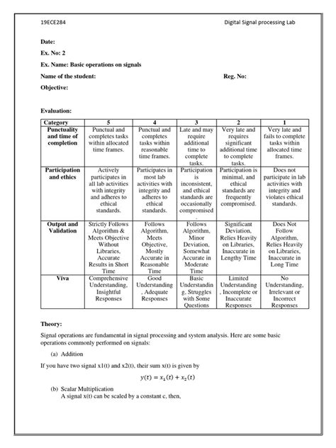 Lab Sheet 02 Basic Operations On Signals Download Free Pdf Algorithms Applied Mathematics