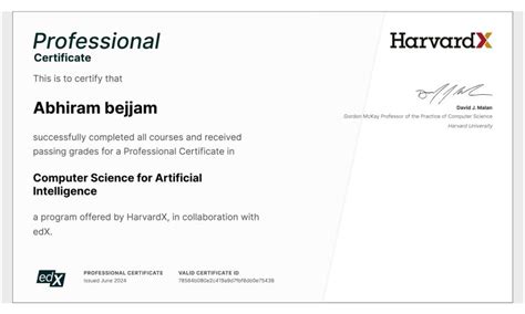 Finished Harvardx Professional Certificate In Computer Science Abhiram Bejjam Posted On The