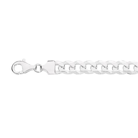 Silver 19cm Flat Diamond Cut Curb Bracelet Angus And Coote