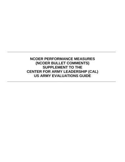 Did Not Meet Standard Ncoer Performance Measures Ncoer Bullet