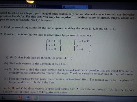 Solved Asked To Set Up An Integral Your Integral Must