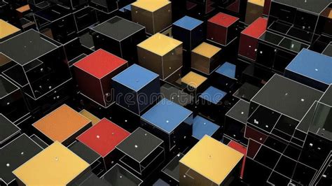 Abstract Arrangement Of Colorful Cubes In A Three Dimensional Space