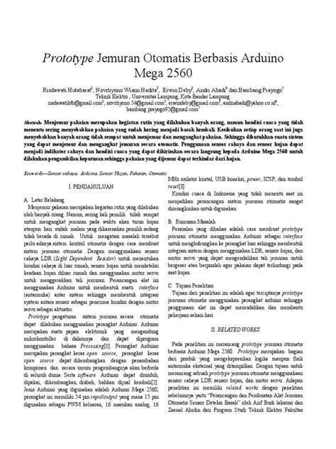Prototype Jemuran Otomatis Berbasis Arduino Pdf