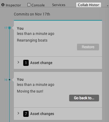 Unity Manual Restoring Previous Versions Of A Project