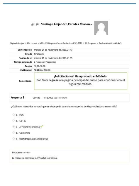 Evaluación Del Módulo 5 Pdf Cáncer Neoplasias