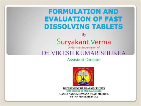 Formulation And Evaluation Of Fast Dissolving Tablets Pdf