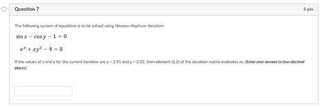 Solved The Following System Of Equations Is To Be Solved Chegg