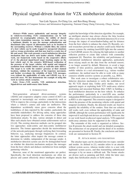 Pdf Physical Signal Driven Fusion For V2x Misbehavior Detection