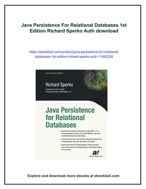 Java Persistence For Relational Databases 1st Edition Richard Sperko Auth Pdf