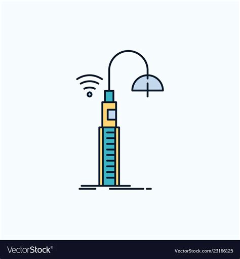Lights Street Wifi Smart Technology Flat Icon Vector Image