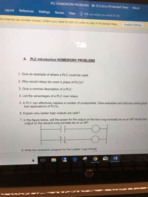 Solved Plc Homework Problems Bb 31docx Protected View