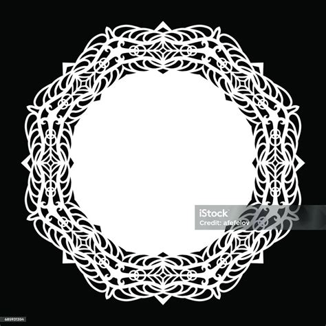 레이스 라운드 종이 받침 용 냅킨 레이스 눈송이 인사말 요소 커팅 플로터 라운드 패턴 레이저에 대 한 서식 파일 서식 파일 벡터 일러스트 케이크를 장식 하는 탁상용