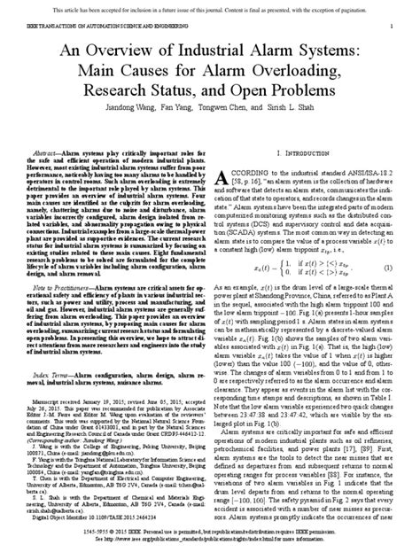 an overview of industrial alarm systems main causes for alarm overloading research status and