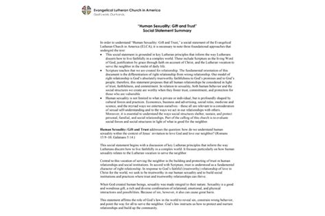 Sexuality Summary ELCA Resources