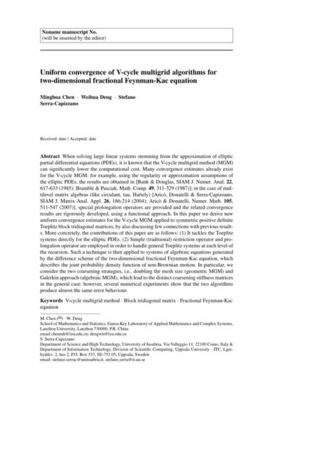 pdf uniform convergence of v cycle multigrid algorithms for two