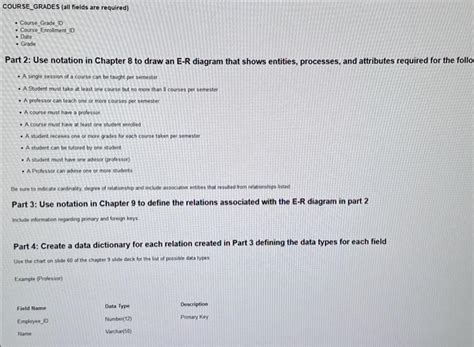 Solved Part 1 Use Basics Of E R Notation To Document The