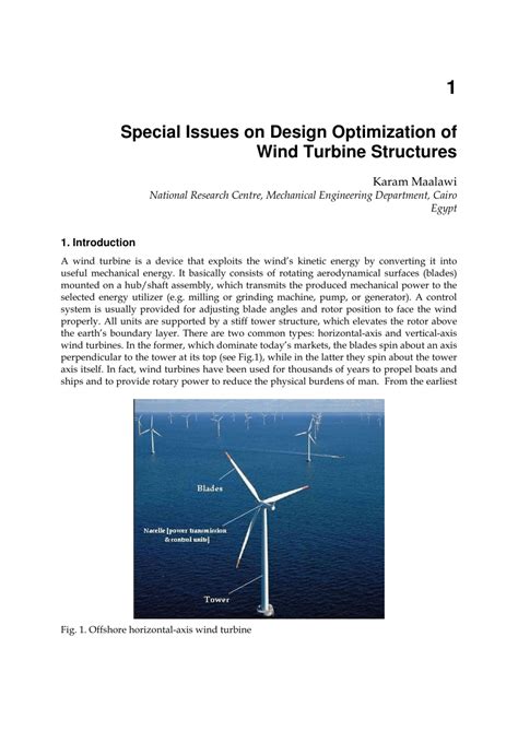 Pdf Special Issues On Design Optimization Of Wind Turbine Structures