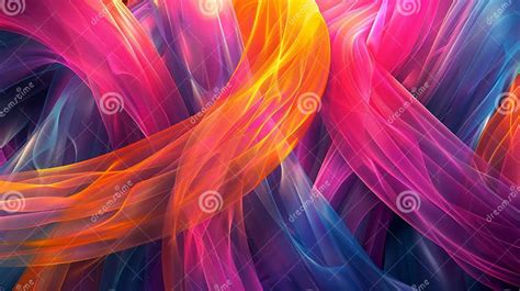 Vivid Abstract Wave Pattern With Intertwining Vibrant Colors Of Pink Orange And Blue Creating