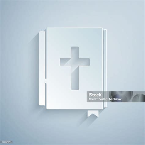 종이 회색 배경에 고립 된 성경 책 아이콘을 잘라 종이 아트 스타일 벡터 시편에 대한 스톡 벡터 아트 및 기타 이미지 시편 0명 3차원 형태 Istock