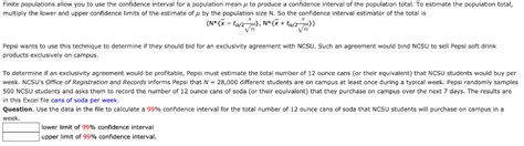 Solved Finite Populations Allow You O Use The Confidence