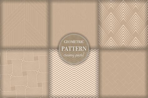 6 크림 파스텔 컬러 기하학적 패턴 배경의 집합입니다 벽지 전단지 표지 배너 디자인 템플릿 직물 직물 및 인쇄를위한 추상및 물결 선 도트 트렌디 한 복고풍 스타일의 벡터