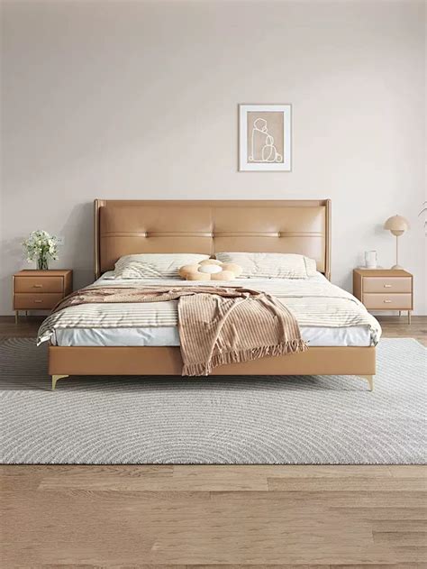 真皮床轻奢现代主卧大床双人婚床储物高箱多功能软包床北欧简约 天猫 花瓣网